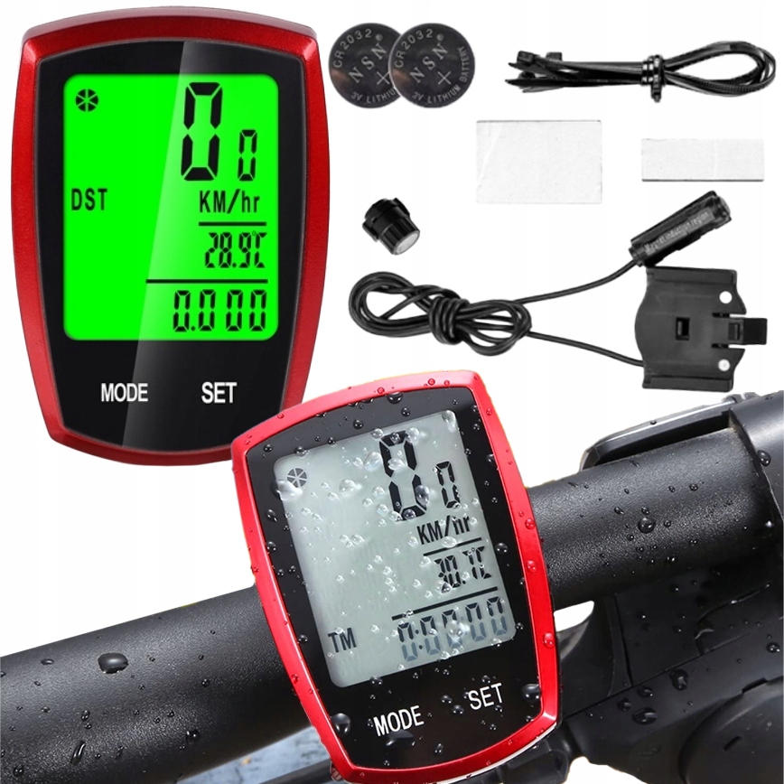 Licznik rowerowy WODOODPORNY termometr tryb noc PRĘDKOŚCIOMIERZ LCD PRO ...