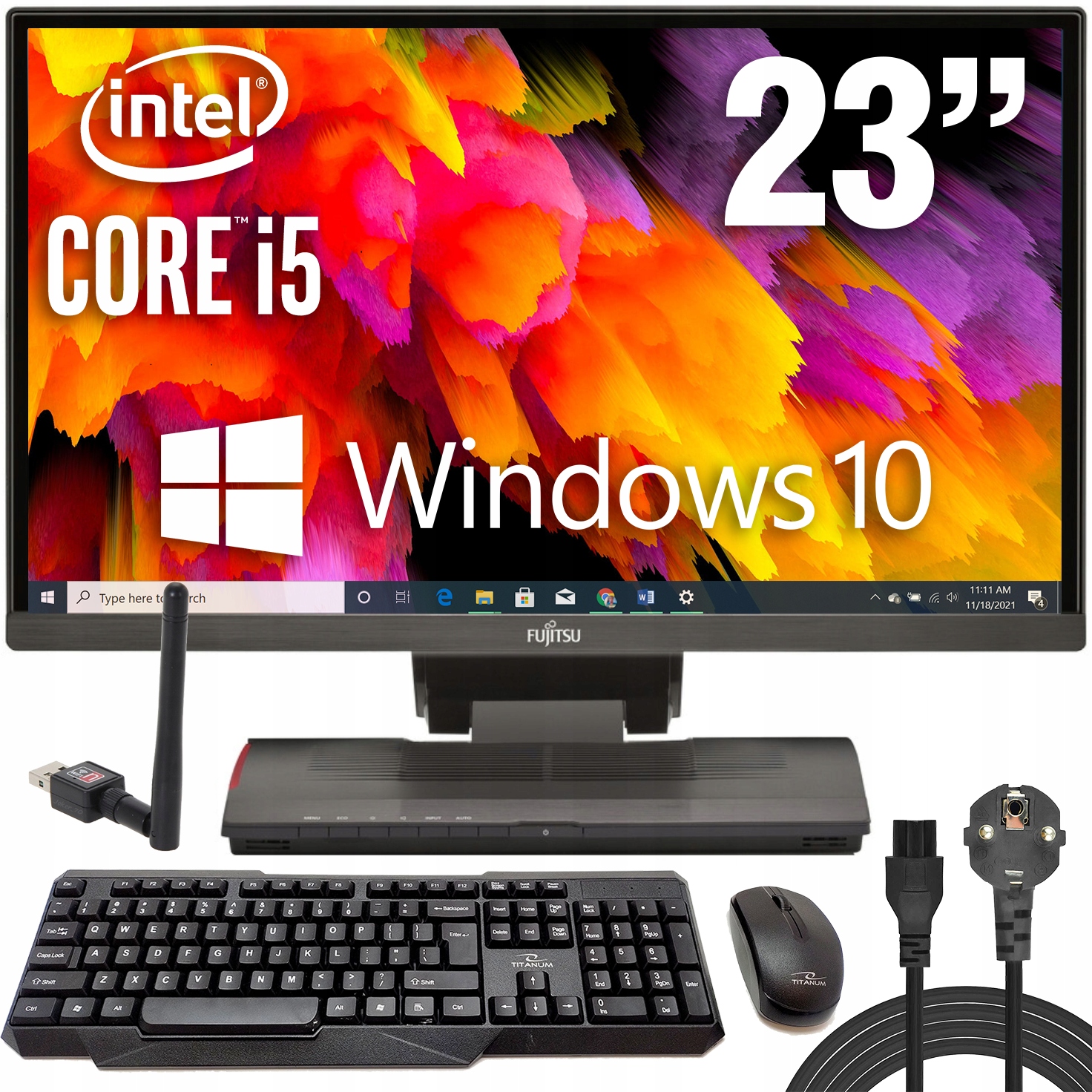 KOMPUTER AiO Core i5 FHD IPS 23 CALE 16GB RAM 512GB SSD KLAWIATURA MYSZ ...