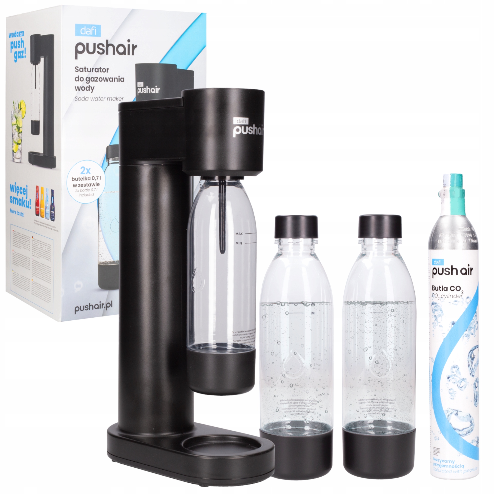 Saturator Do Wody Dafi Syfon Czarny + Nabój CO2 + 2x Butelka 0,7 Pushair - Sklep, Opinie, Cena w ...