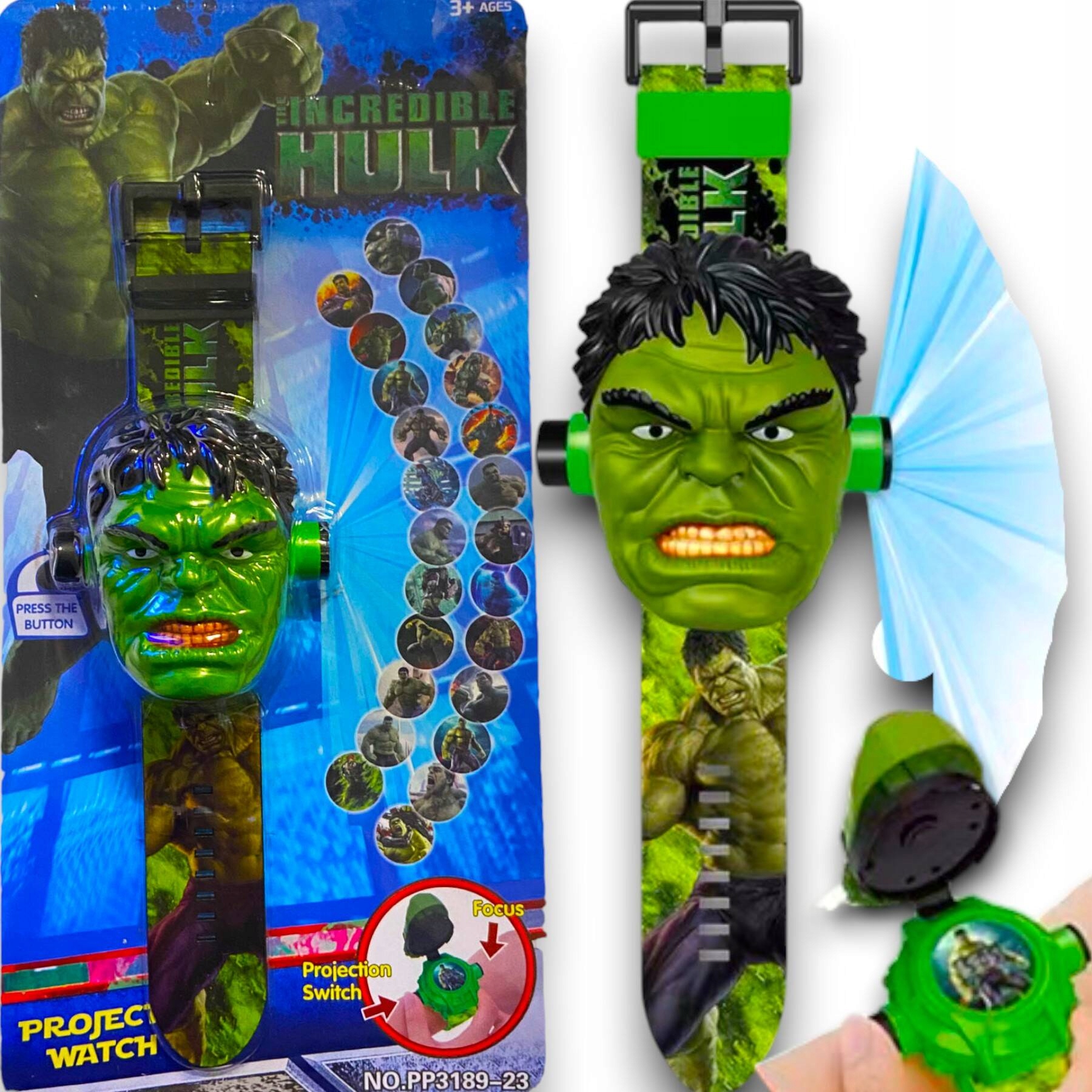 HULK ZEGAREK 3D LED Z PROJEKTOREM OBRAZKI ZDJĘCIA AVENGERS WYŚWIETLA ...