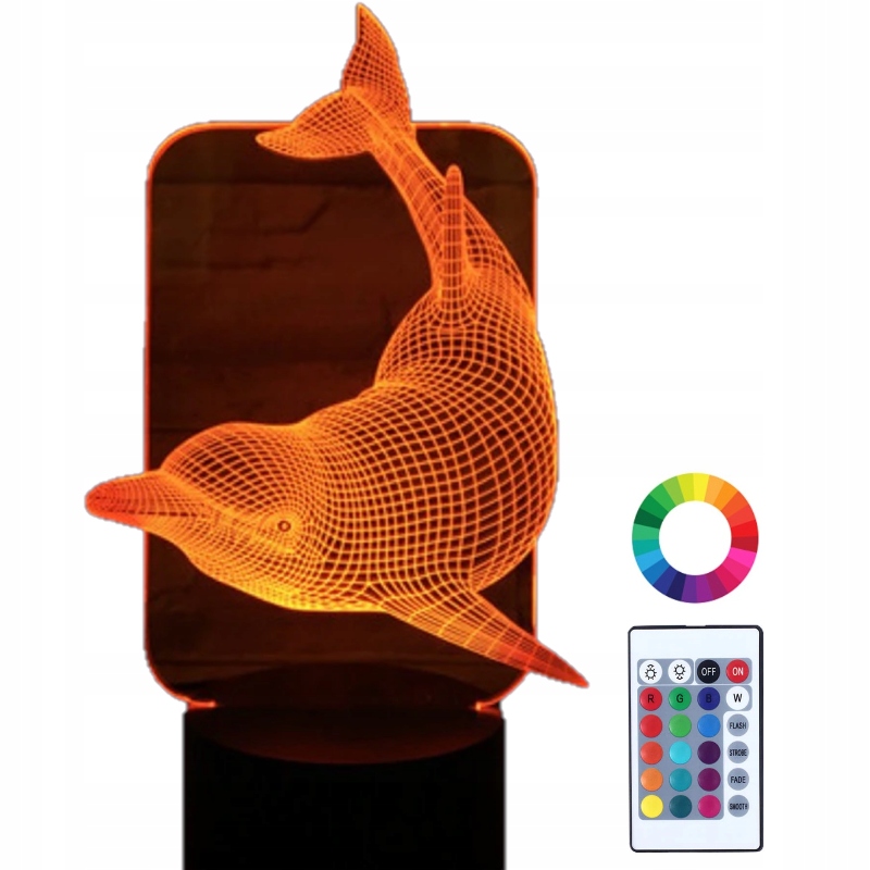 Lampka Nocna 3D LED Delfin Grawer Imię Prezent (5903457876493) • Cena ...