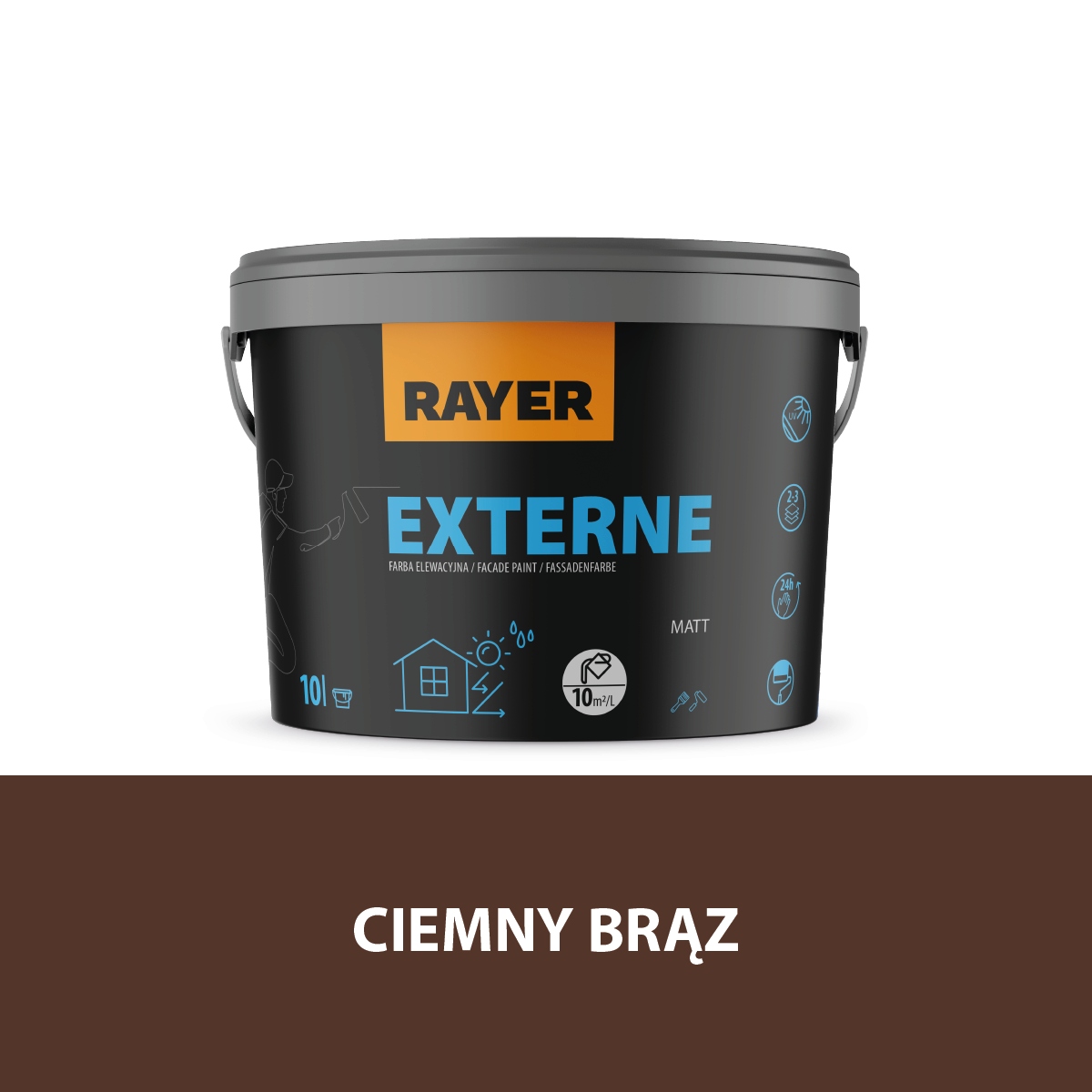 Farba Elewacyjna Fasadowa RAYER 10l ciemny brąz (027182) • Cena, Opinie ... Farba Elewacyjna Fasadowa RAYER 10l ciemny brąz (027182) • Cena, Opinie ...
