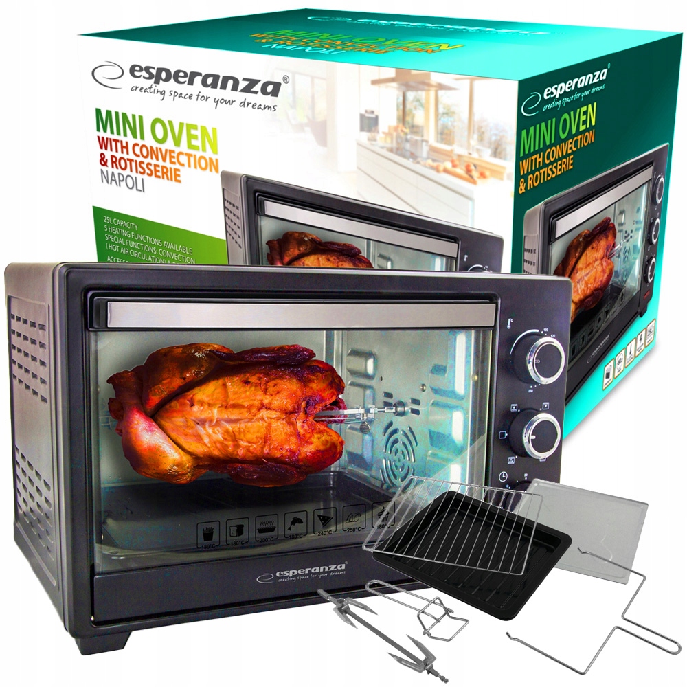 MINI ELEKTRICKÁ TROUBA S KONVEKCÍ ROŽNĚ 25L za 1242 Kč - Allegro