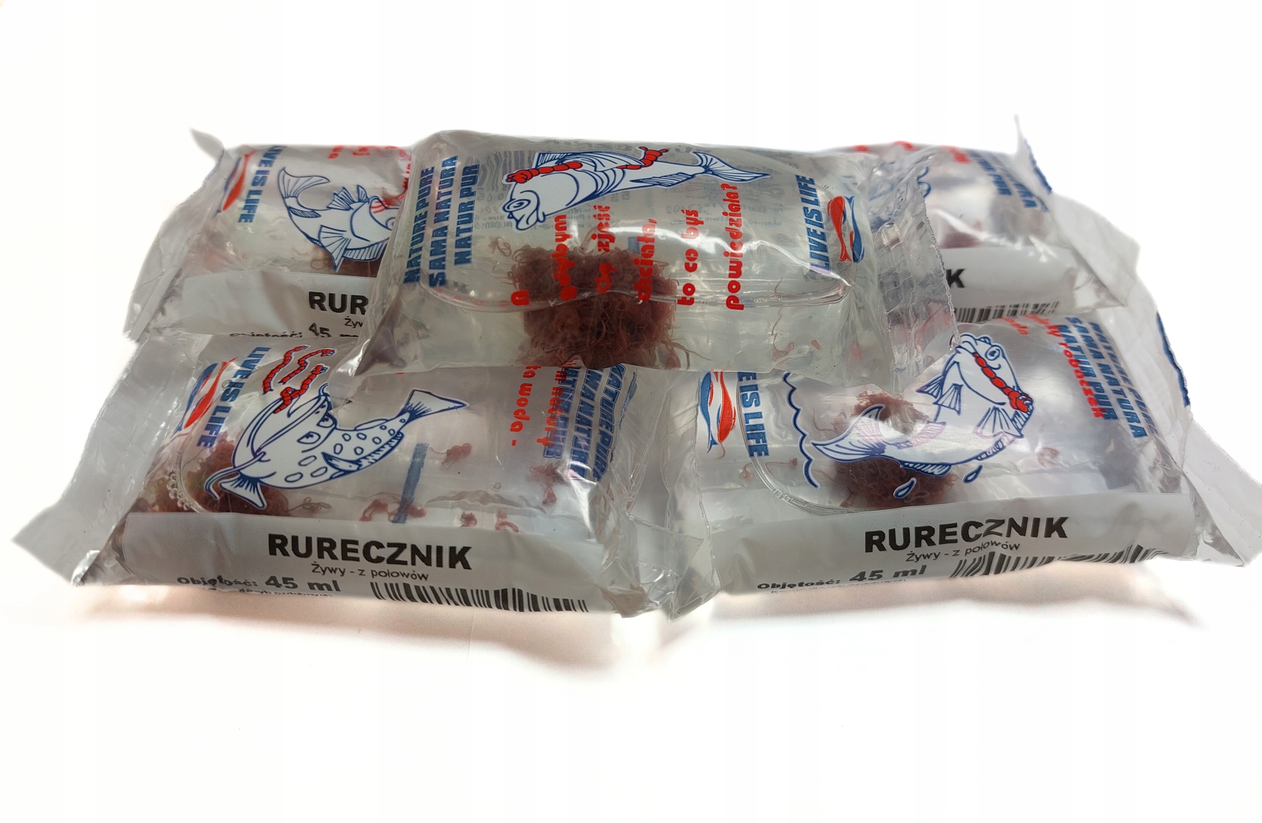 POKARM ŻYWY DLA RYB W WORECZKU RURECZNIK TUBIFEX ICHTHYO 5 SZT ...