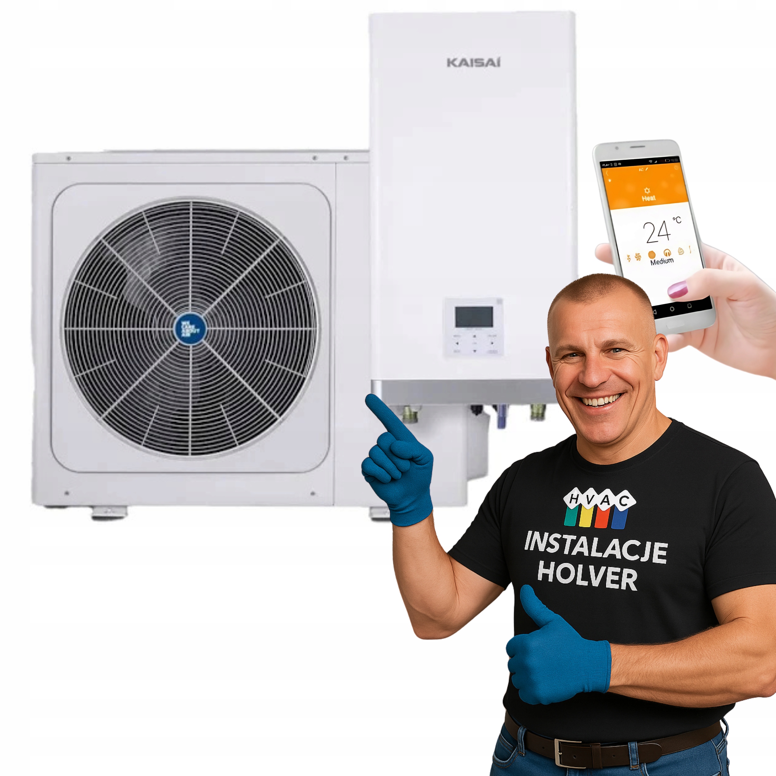 Pompa ciepła split KAISAI KHA-12RY3-B + KMK-160RY3 Tania Dobra Pompa ...