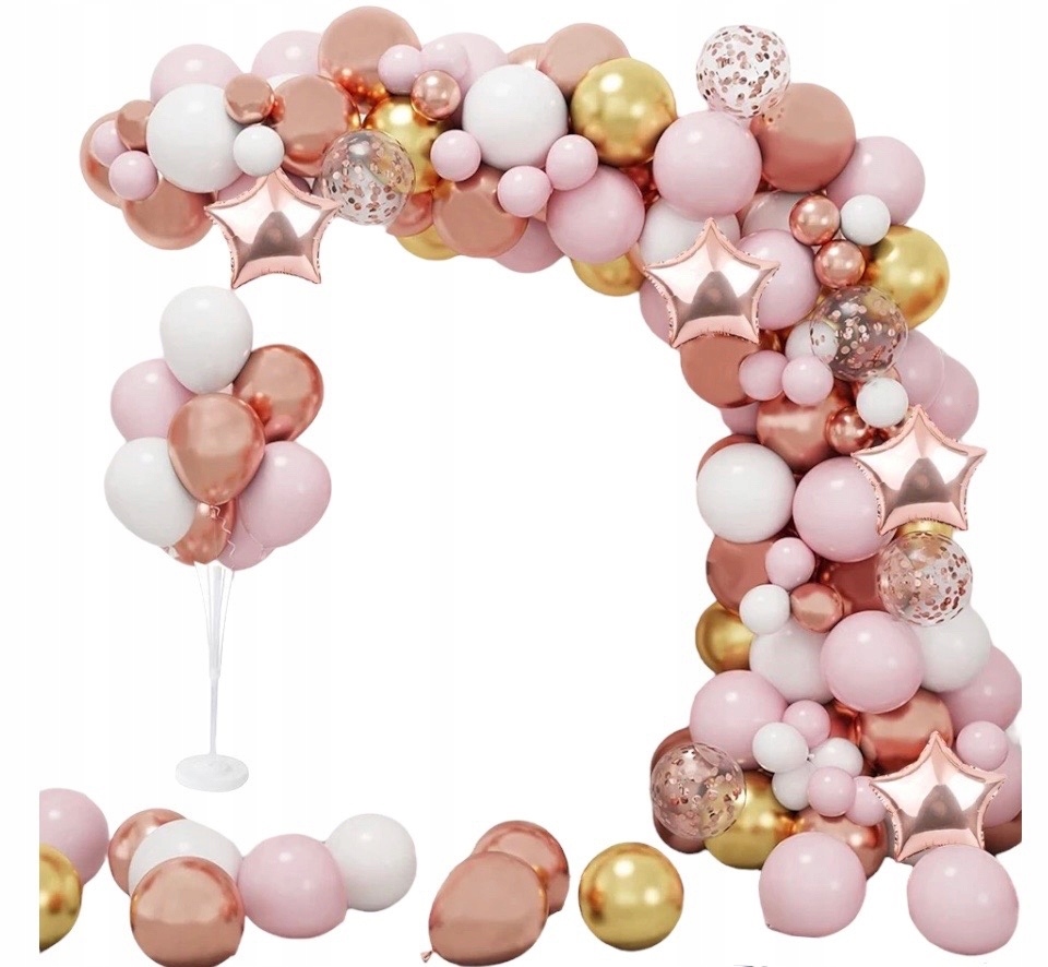 GIRLANDA BALONOWA ZESTAW BALONÓW ROSE GOLD RÓŻOWA - porównaj ceny - Allegro.pl