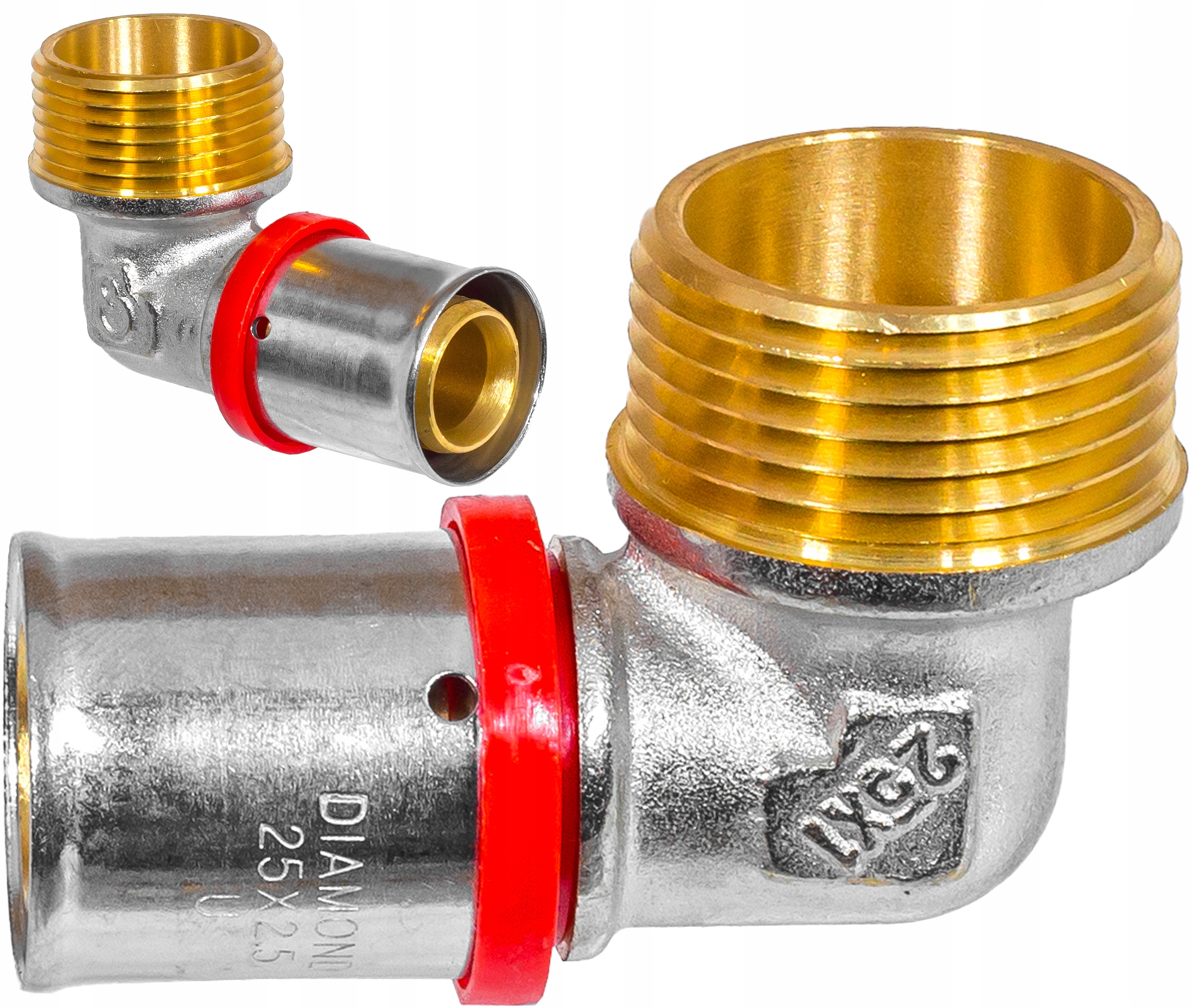 KOLANO KOLANKO NYPLOWE Z GWINTEM ZAPRAS PEX ALUPEX 25 mm x 1'' GZ MOSIĄDZ (5907547673078) • Cena ...