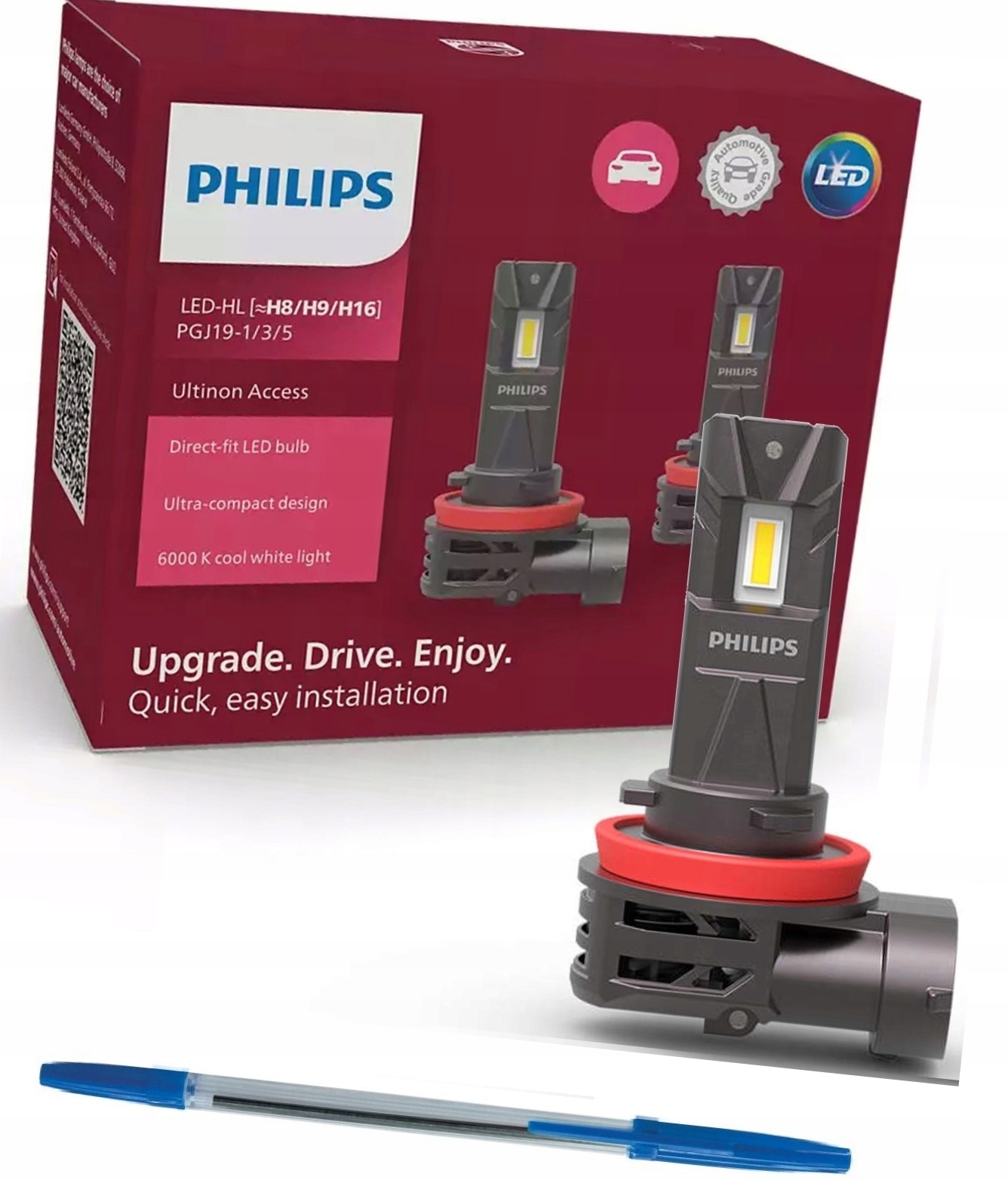 PHILIPS ŻARÓWKA LED H8 H9 H16 ULTINON ACCESS PLUG&PLAY 6000K 2 SZT ...