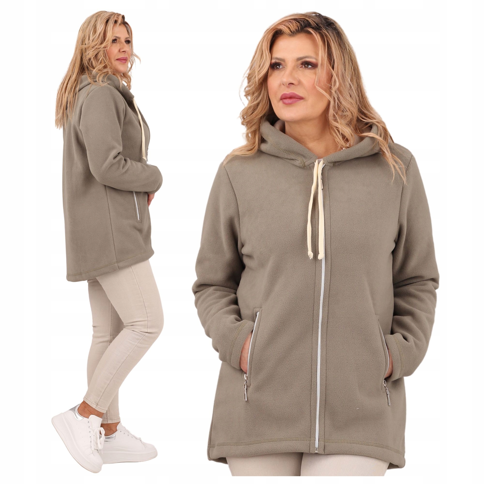 BLUZA POLAROWA ROZPINANA DUŻE ROZMIARY POLSKI PRODUCENT Z KAPTUREM ...