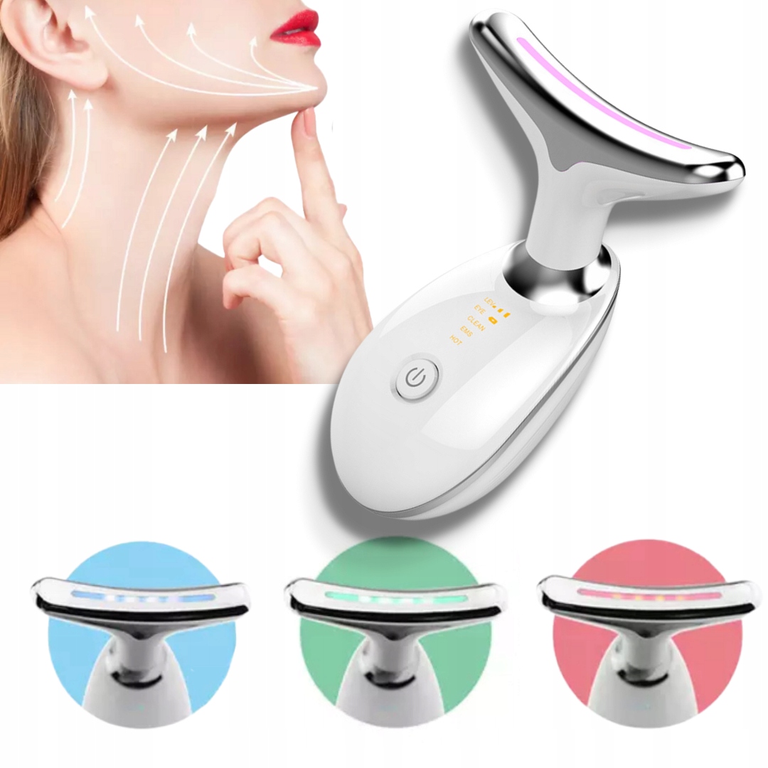 Masażer do szyi twarzy i żuchwy ODMŁADZAJĄCY termo wibracyjny terapia ...