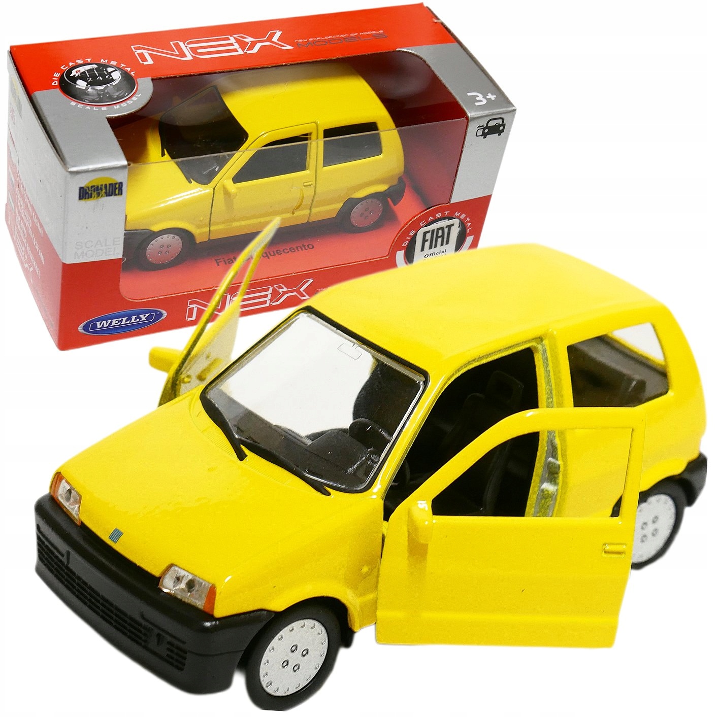 Fiat Cinquecento model w skali 1:34 -39 model WELLY Nex żółty ...