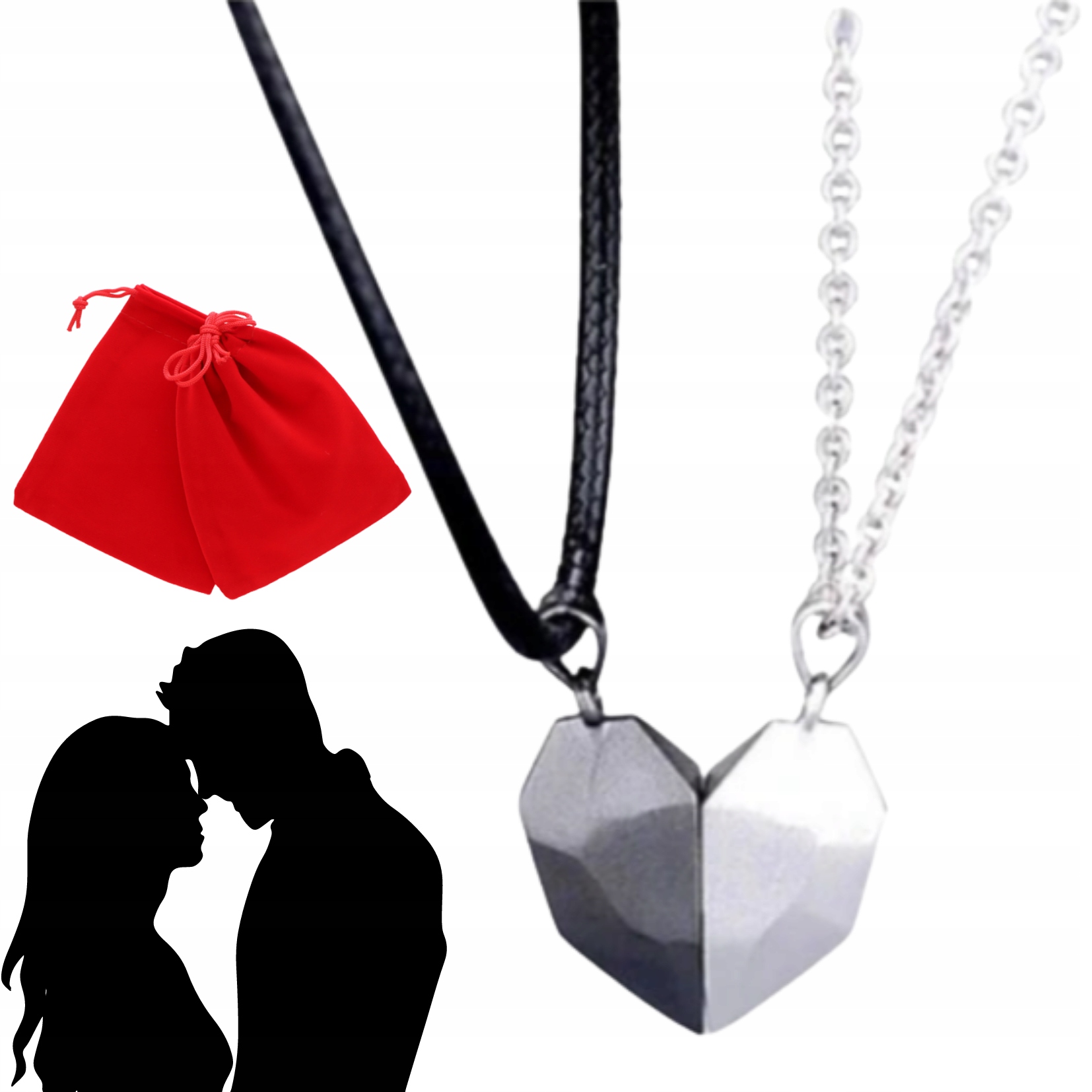 MAGNETYCZNE NASZYJNIKI DLA PAR SERCE PREZENT • Cena, Opinie ...