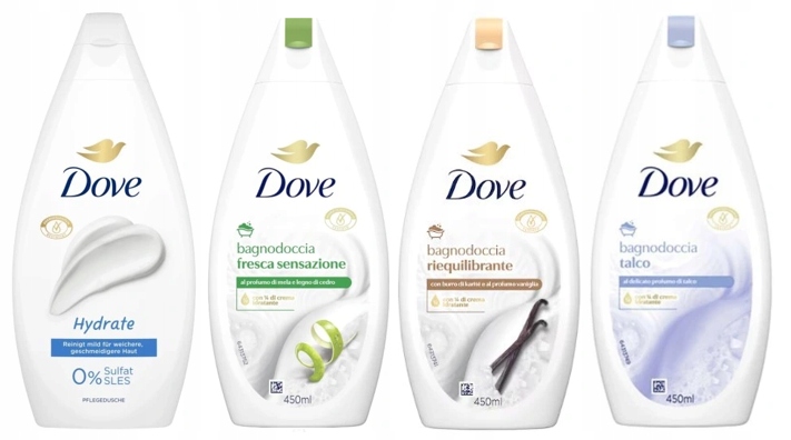 DOVE ŻEL POD PRYSZNIC 450 ml zestaw 4szt (5906924002128) • Cena, Opinie ...