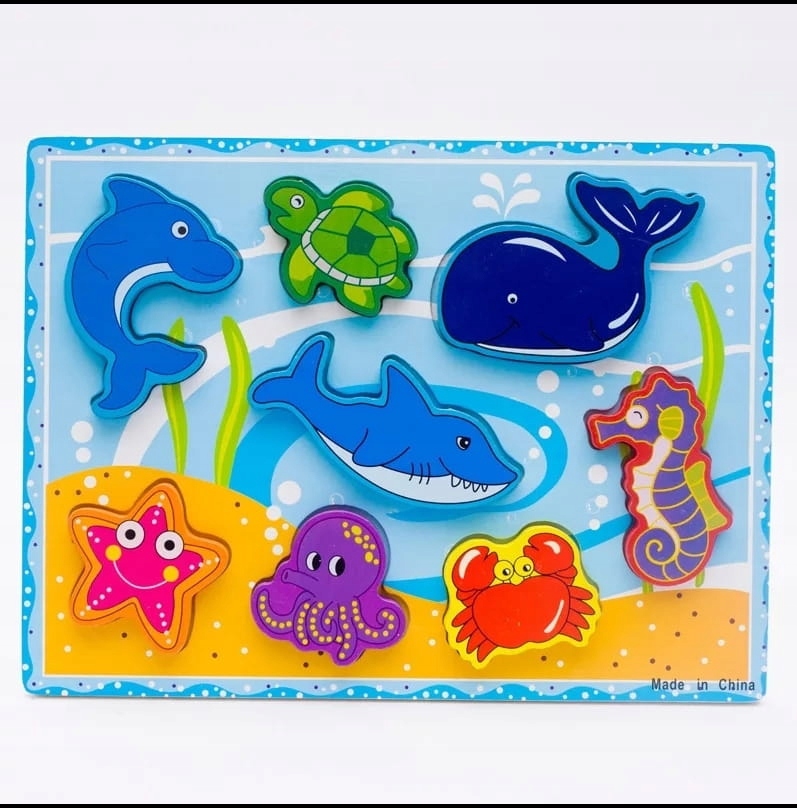 Drewniane rybki z wędką na magnes - niebieski (0755330355855) • Cena ...