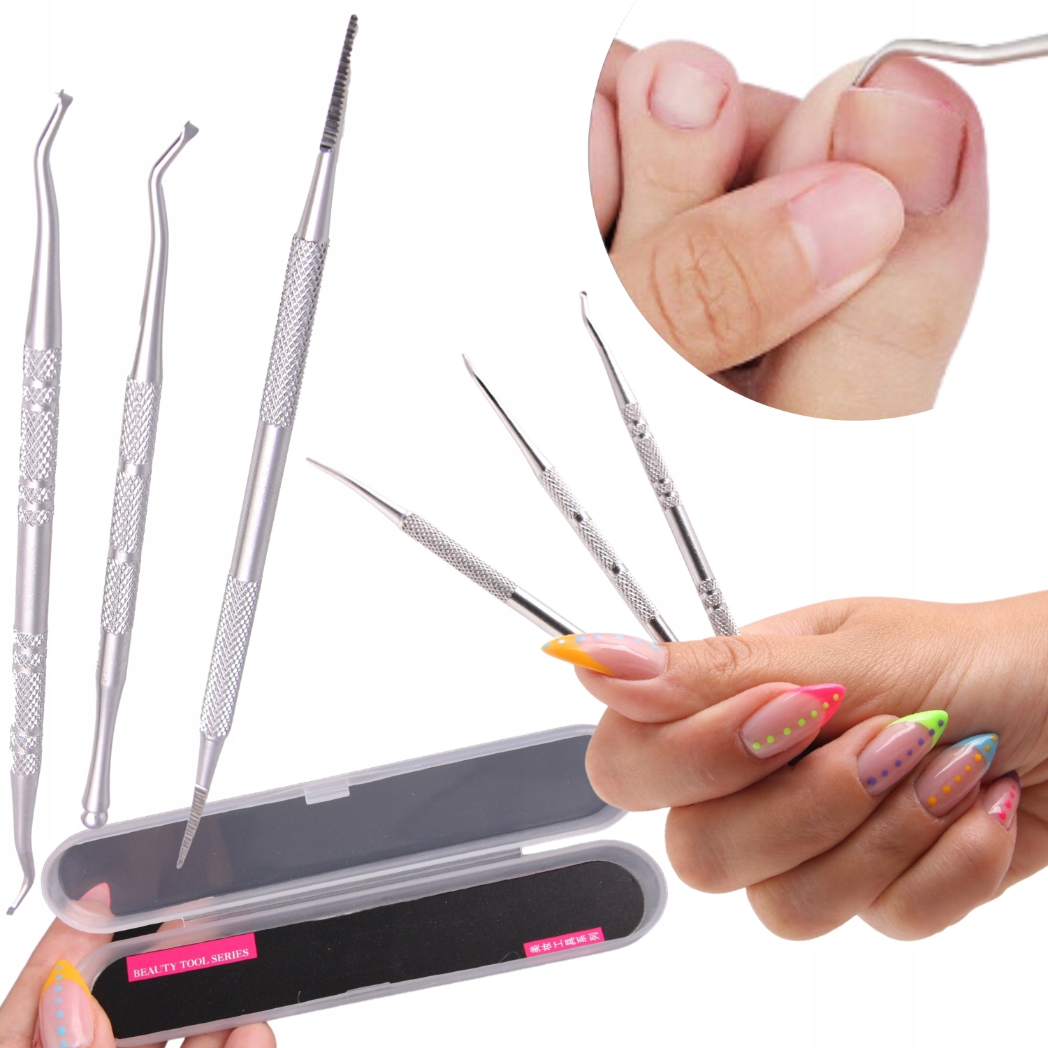 ZESTAW DO WRASTAJĄCYCH PAZNOKCI 3SZT PODOLOGICZNY DWUSTRONNY SONDA ...