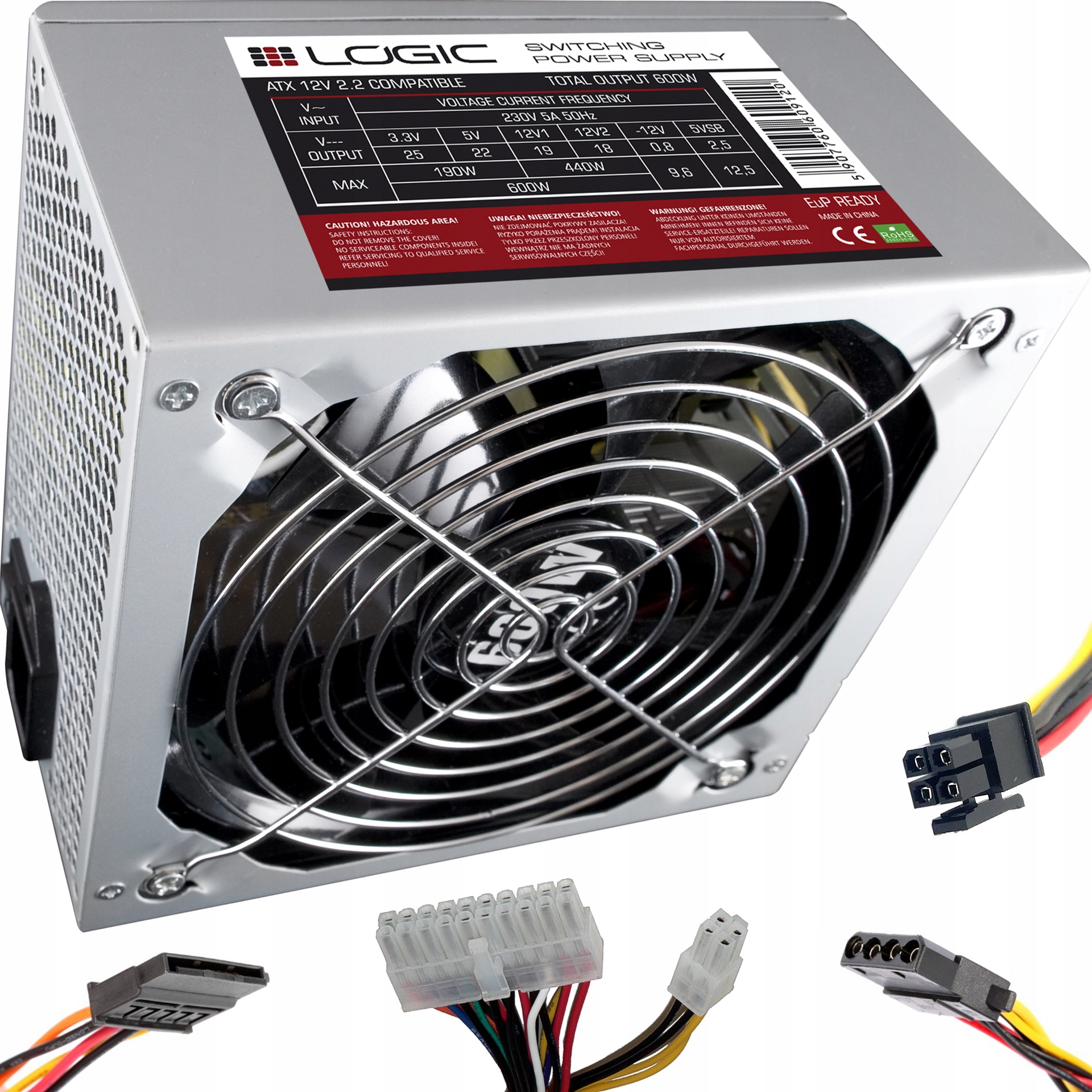 NAPÁJACÍ ZDROJ MODECOM 600W LOGIC CONCEPT LC-600-ATX TICHÝ VENTILÁTOR ...