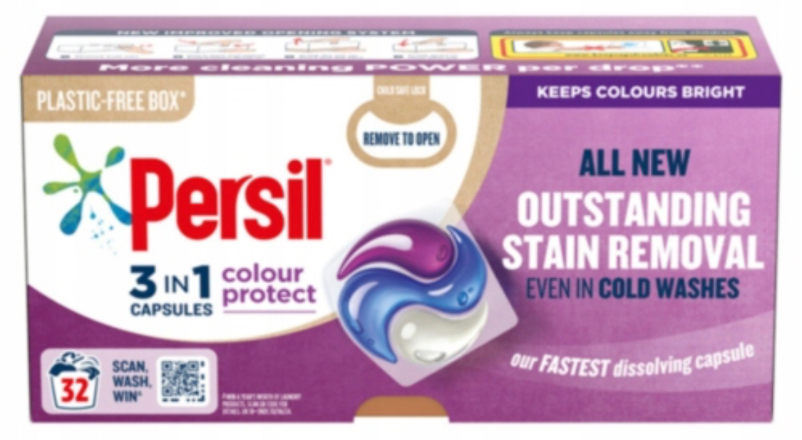 Persil 3w1 Kapsułki do Prania Kolor Chroni Kolory Ubrania Karton UK ...