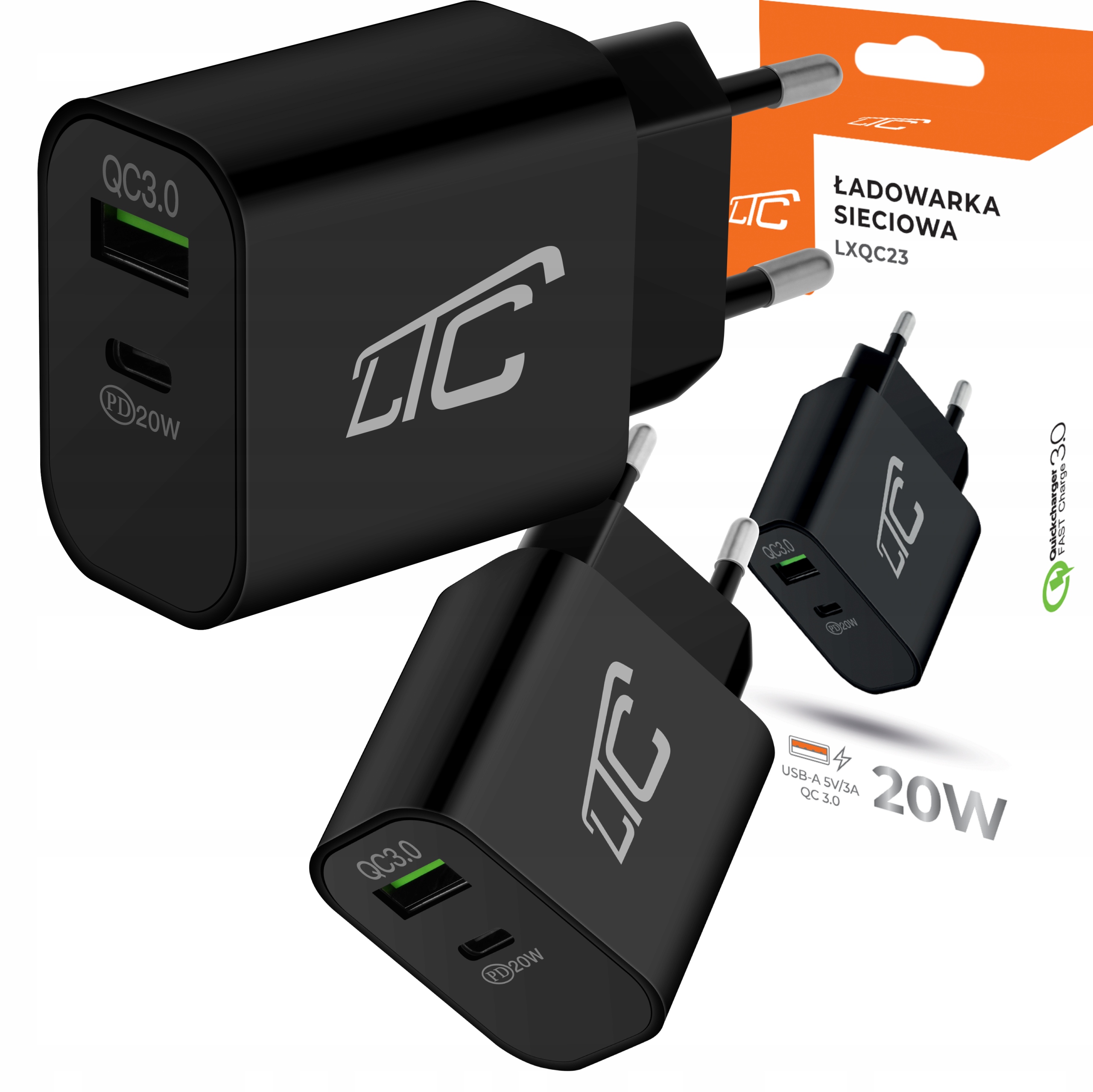SZYBKA ŁADOWARKA SIECIOWA ANDROID IPHONE KOSTKA 2w1 20W 1xUSB-C PD 1xQC3.0 - Sklep, Opinie, Cena ...