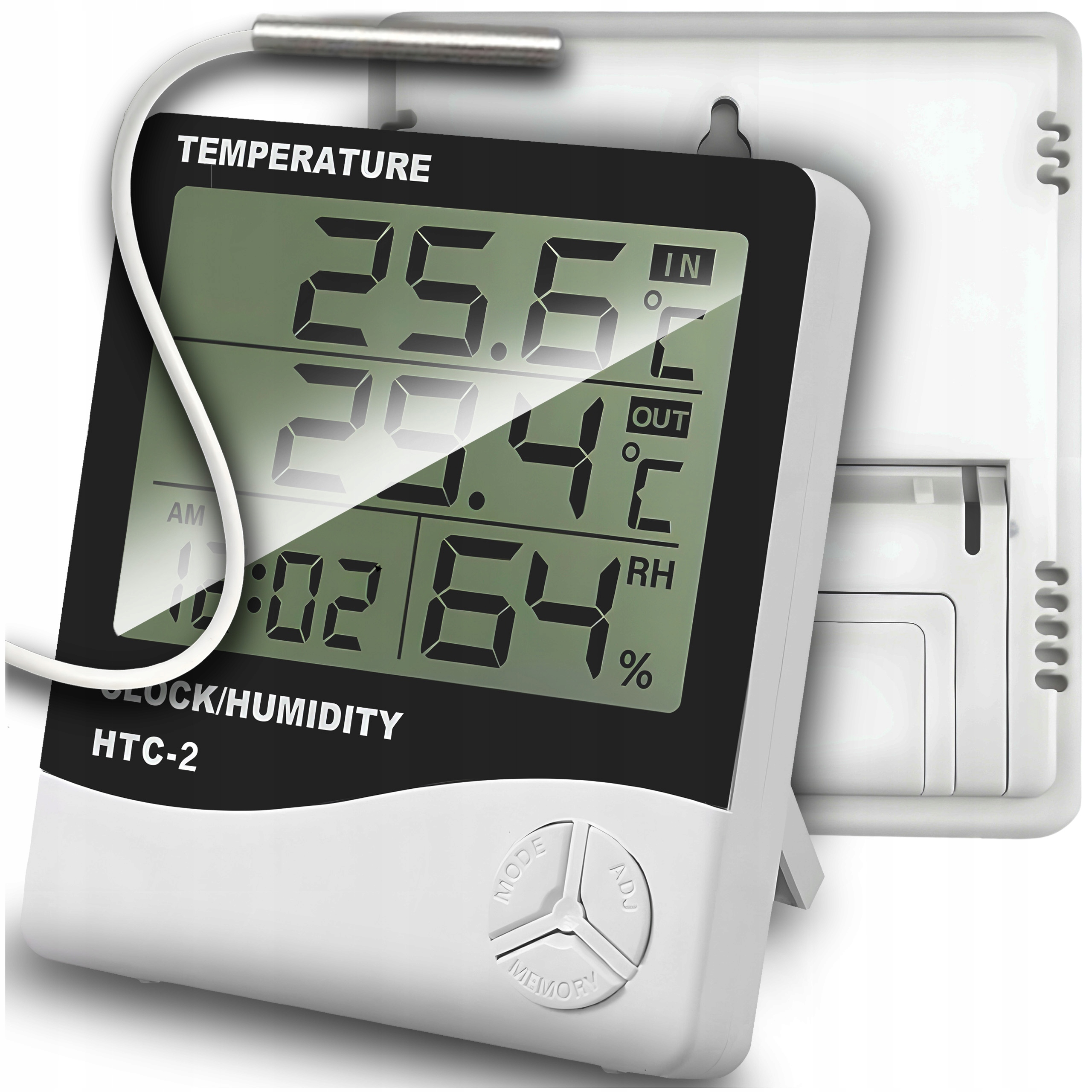 STACJA POGODY LCD HIGROMETR TERMOMETR ZEGAR DATA CZUJNIK CYFROWY Z ...