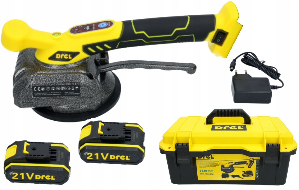 DREL PRZYSSAWKA WIBRACYJNA DO PŁYTEK AKUMULATOROWA 2x21V 1,5Ah W ...