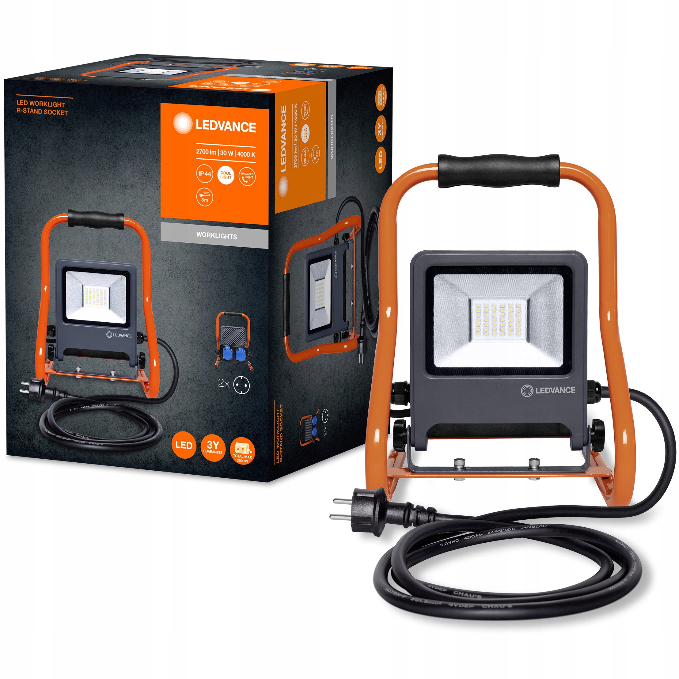 Naświetlacz Halogen LED 50W 2xGniazdo Roboczy Przenośny Worklight LEDVANCE (4058075321328 ...