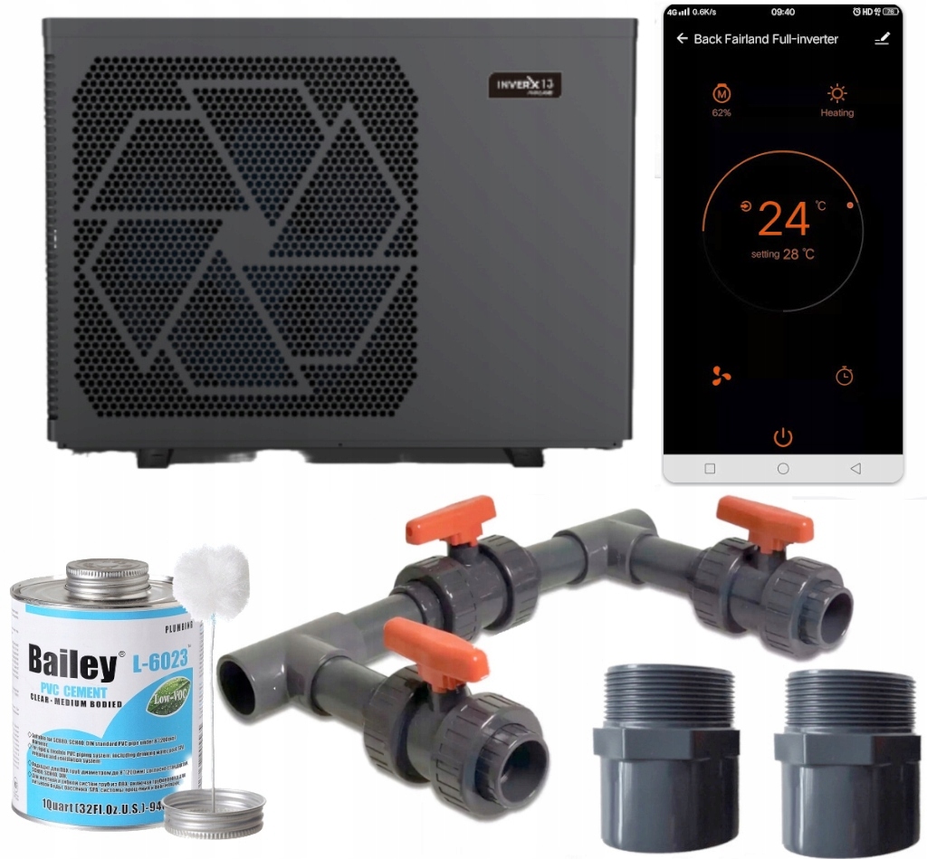 Pompa ciepłado basenu Fairland Inver-S 17,5 kw + Bajpas Bypass • Cena ...