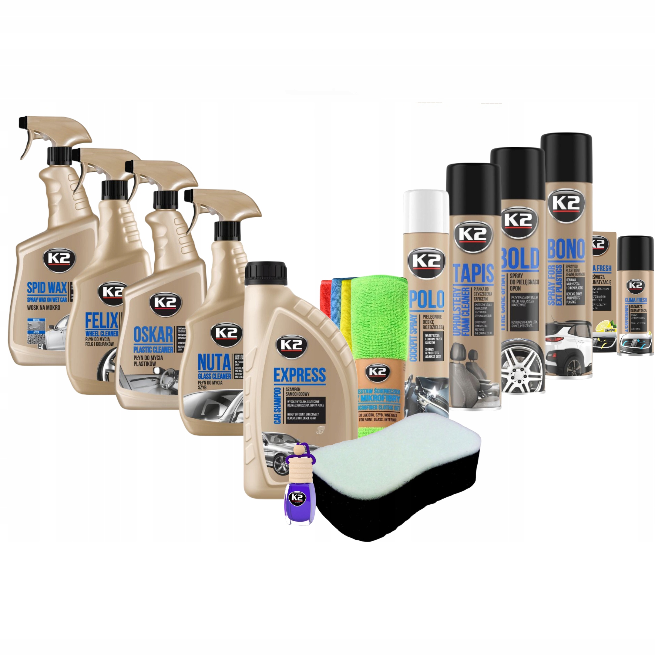K2 DUŻY ZESTAW DO MYCIA I PIELĘGNACJI SAMOCHODU za 129.90PLN z Brzezie - Allegro - (12229264758)