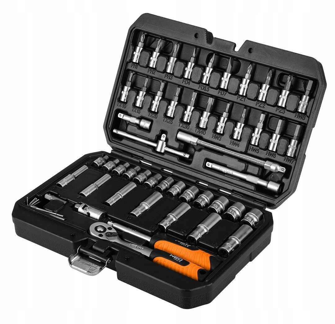 NEO ZESTAW KOMPLET KLUCZY NASADOWYCH 55 elem 10-201 1/4" BITY TORX WALIZKA 10-201 za 89,99 zł z ...