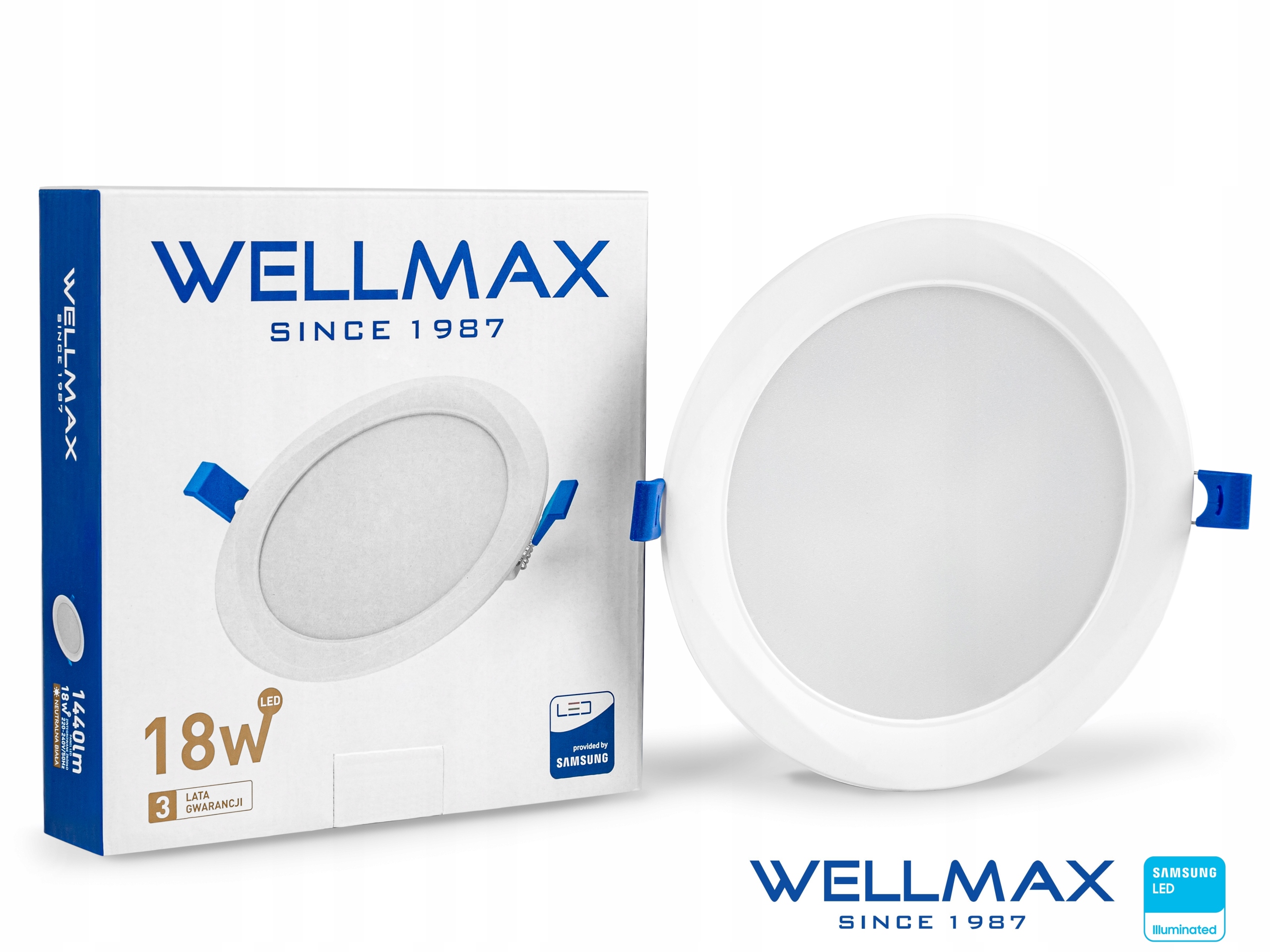 Oprawa oświetleniowa sufitowa wpuszczana WELLMAX 18 W zintegrowane ...