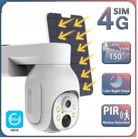 KAMERA SOLARNA BEZPRZEWODOWA 4G SZEROKOKĄTNA 150st na Ubox - F-Vision - Systemy zabezpieczeń