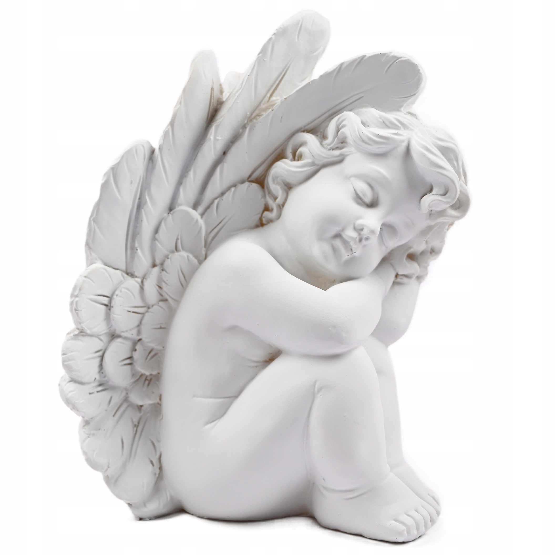 ANIOŁ STRÓŻ FIGURKA BIAŁA ŚPIĄCY ANIOŁEK DUŻY 20CM RZEŹBA DEKORACJA ...