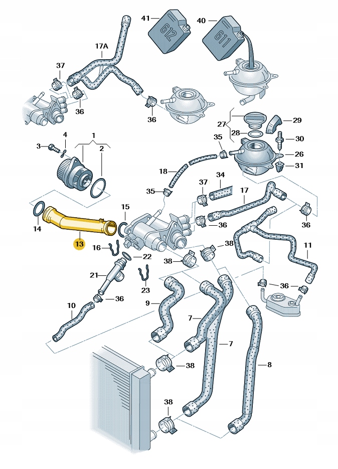 Audi OE 032121065D przewód chłodnicy wody • Cena, Opinie - Allegro