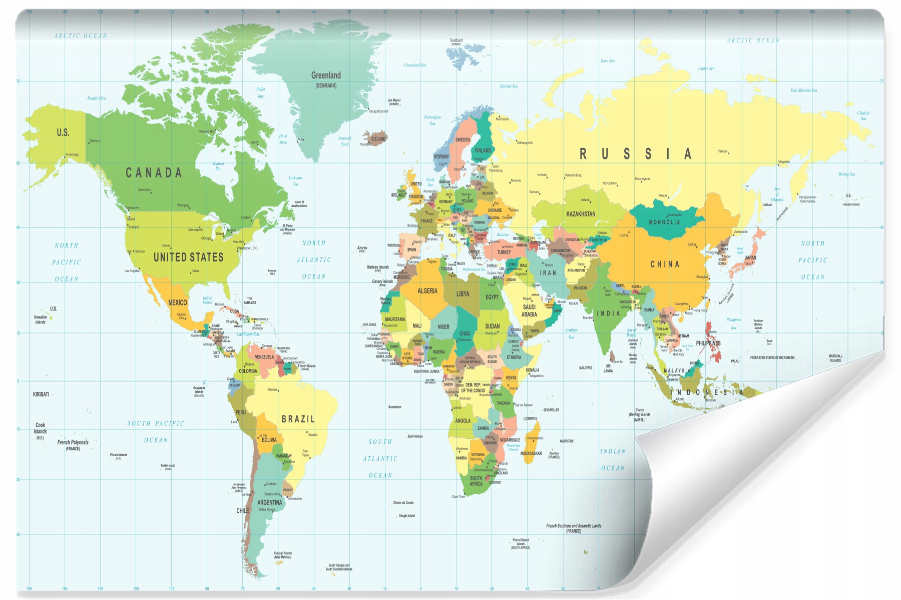 Fototapeta Kolorowa Polityczna MAPA Świata 300x210 (MF_545_VE300-210 ...
