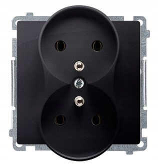 Gniazdo podwójne z uziemieniem czarny mat BMGZ2M.01/49 SIMON BASIC ...