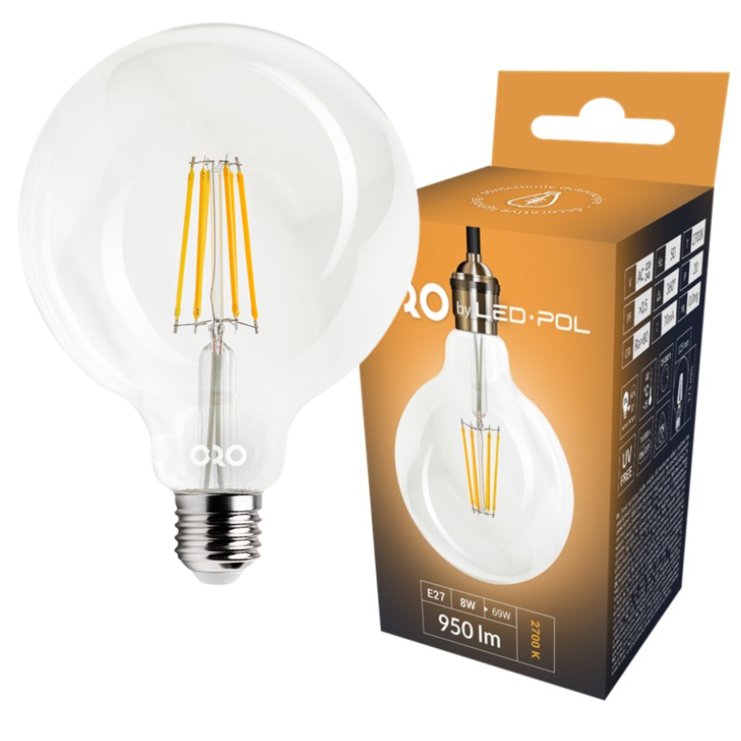 ŻARÓWKA LED E27 950LM 8W WW CIEPŁE ŚWIATŁO BAŃKA (5902533193257) • Cena ...