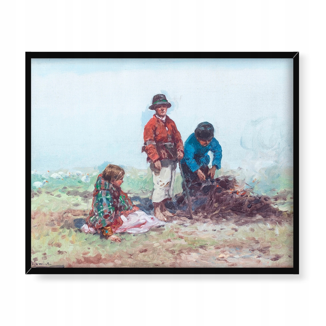 Adam Setkowicz Przy ognisku 50x40 • Cena, Opinie - Allegro