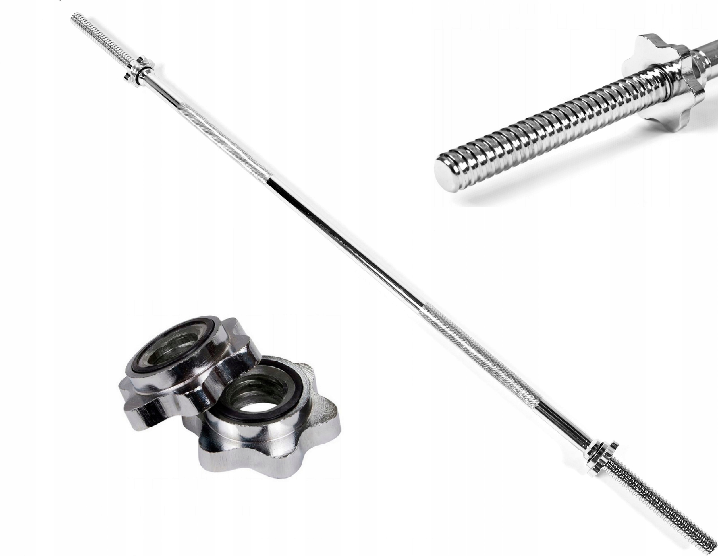 GRYF PROSTY ŚRUBOWY CHROMOWANY PEŁNY GWINTOWANY SZTANGA ZACISKI 180CM 30MM - 5908298557556 ...