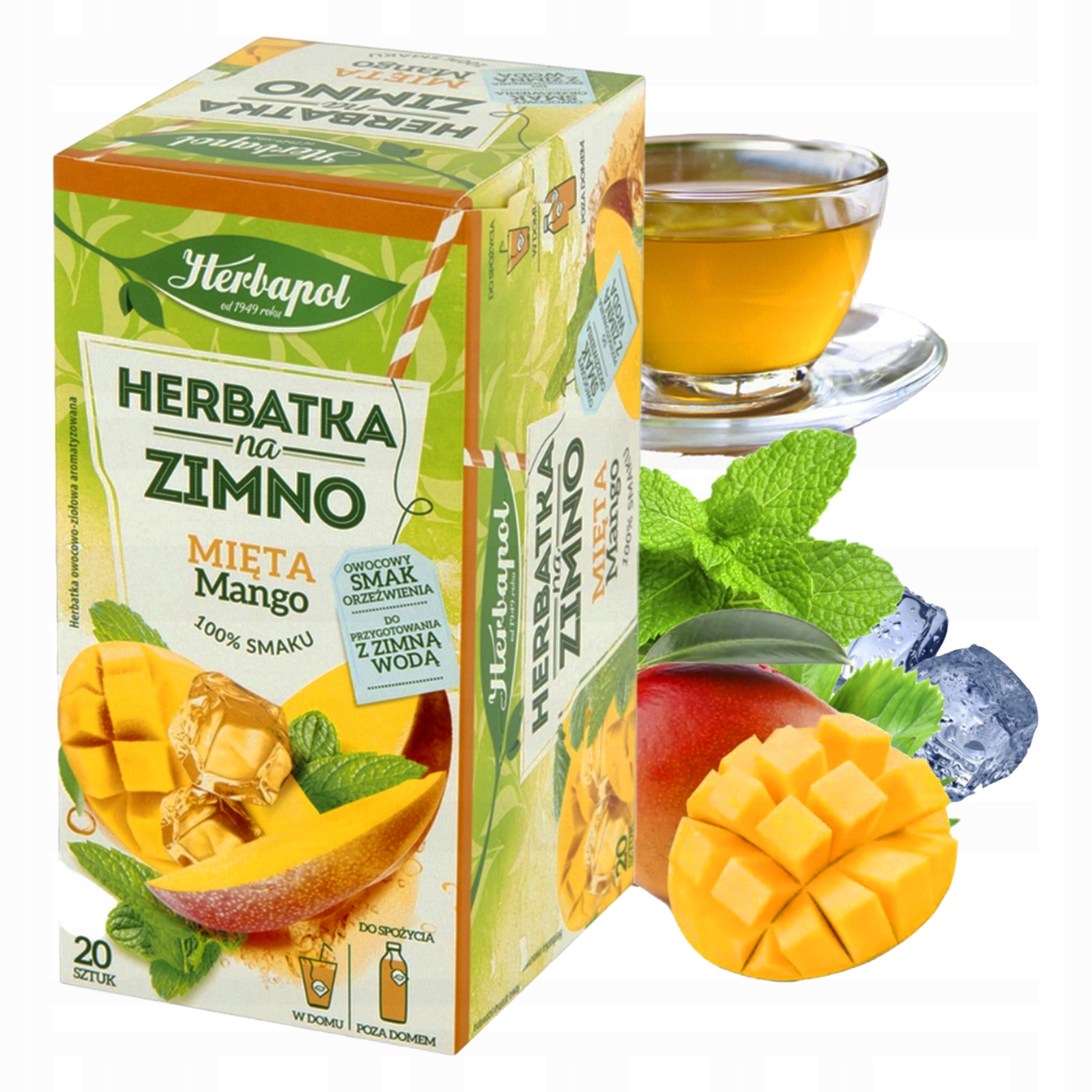 HERBAPOL herbata HERBATKA NA ZIMNO mięta mango 20 TOREBEK ...