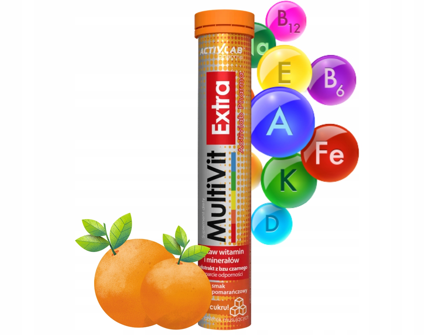 Kompleks witamin MultiVit Extra smak pomarańczowy ACTIVLAB 20 tab. mus ...
