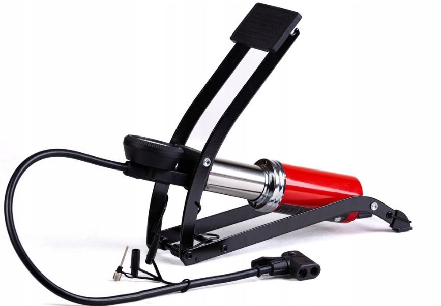 POMPKA NOŻNA Z WĘŻYKIEM DO KÓŁ SAMOCHODOWA ROWEROWA Z MANOMETREM ...