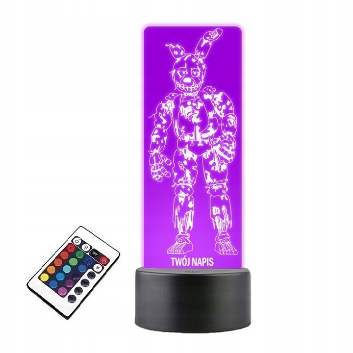 LAMPKA na SZKLE Statuetka Gra Fnaf Springtrap 3D LED RGB + PILOT 16 ...