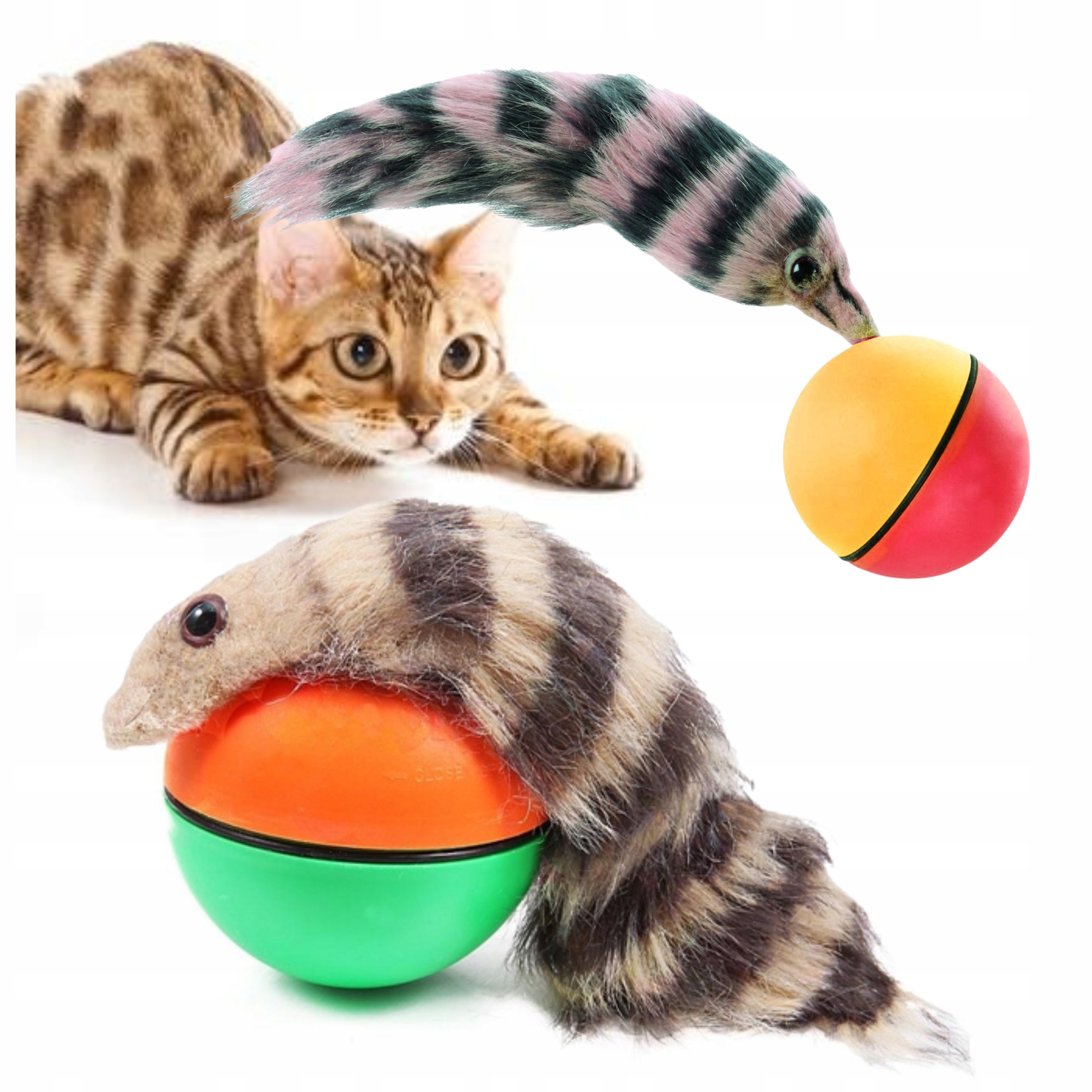 ZABAWKA BIEGAJĄCA FRETKA piłka myszka uciekająca WEAZEL BALL DLA KOTA ...