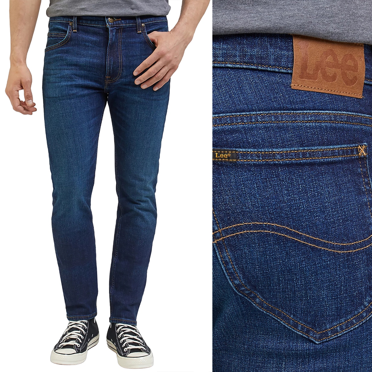 Lee RIDER SLIM Hero DOPASOWANE SPODNIE JEANSOWE CIEMNY DżINS W36 L32 ...