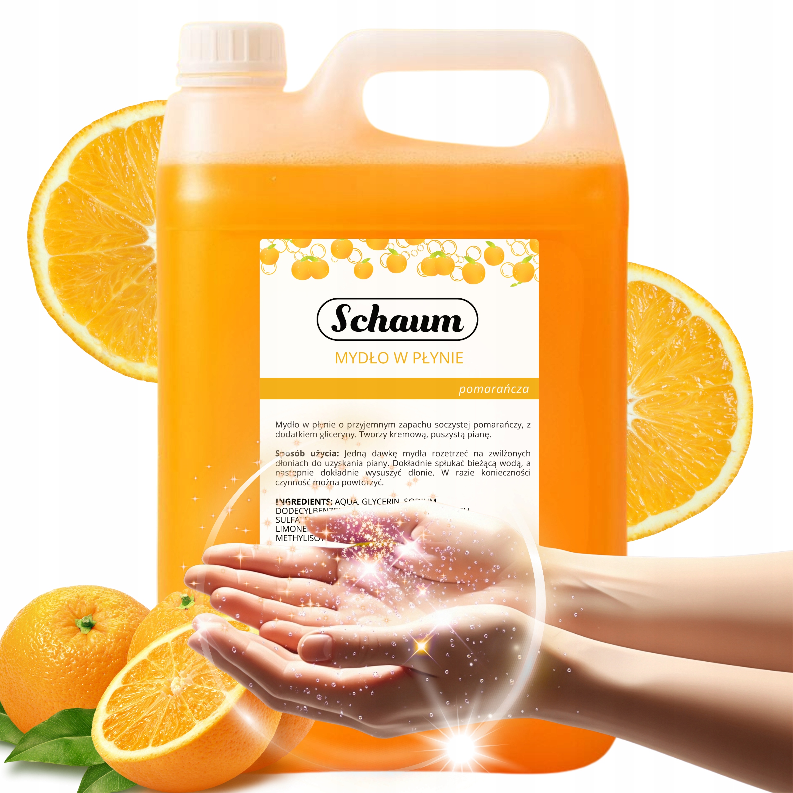 MYDŁO W PŁYNIE do rąk Wydajne Orzeźwiające Pomarańczowe Zapas Baniak 5L ...