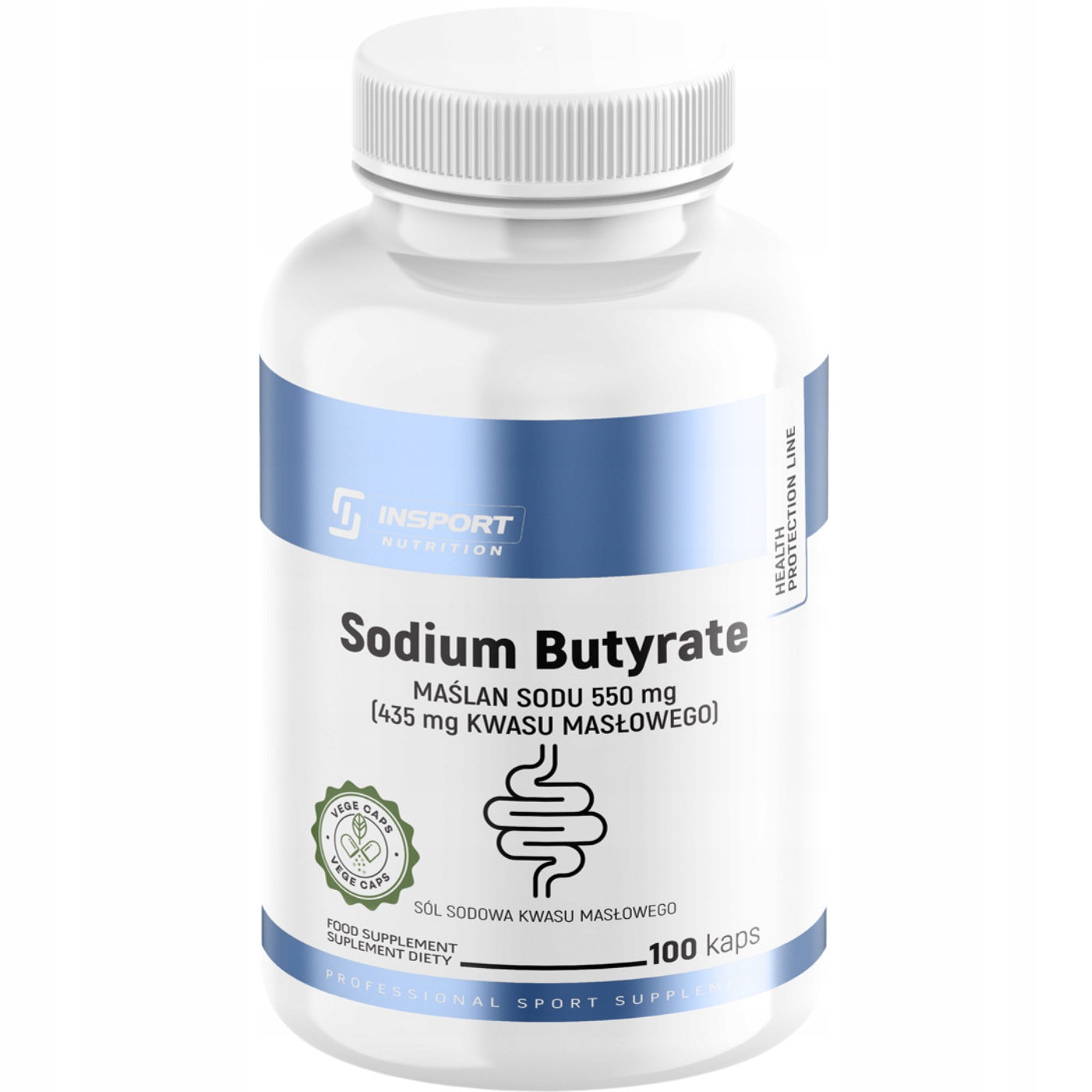 SODIUM BUTYRATE 100 KAP MAŚLAN SODU KWAS MASŁOWY JELITA VEGE INSPORT ...
