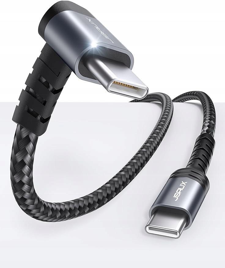 JSAUX 60 W USB C do USB C kabel ładujący, 3m kąt prosty USBC do USBC ...
