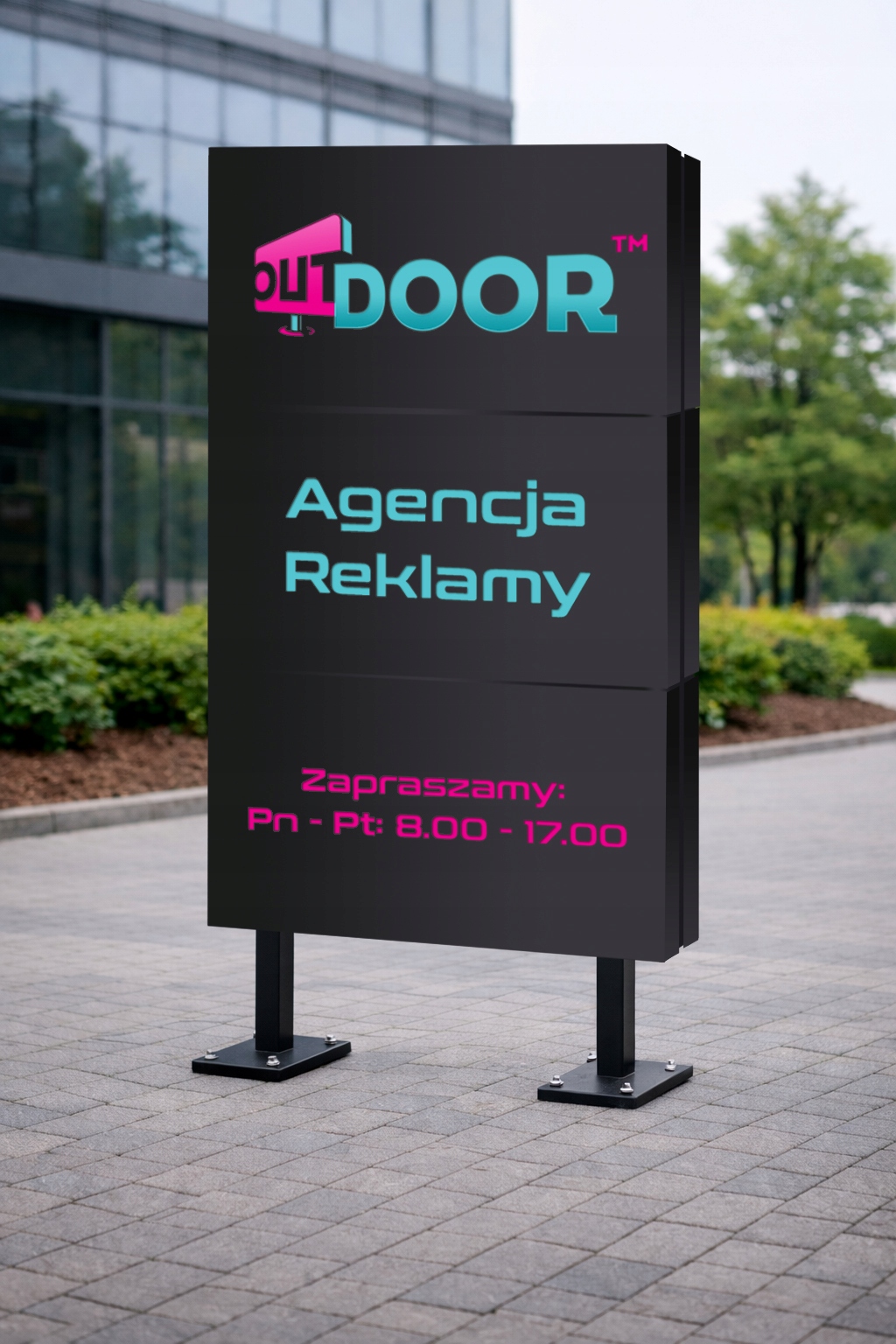 Potrójny Pylon Totem Słup reklamowy LED dwustronny DIBOND 220x100cm ...