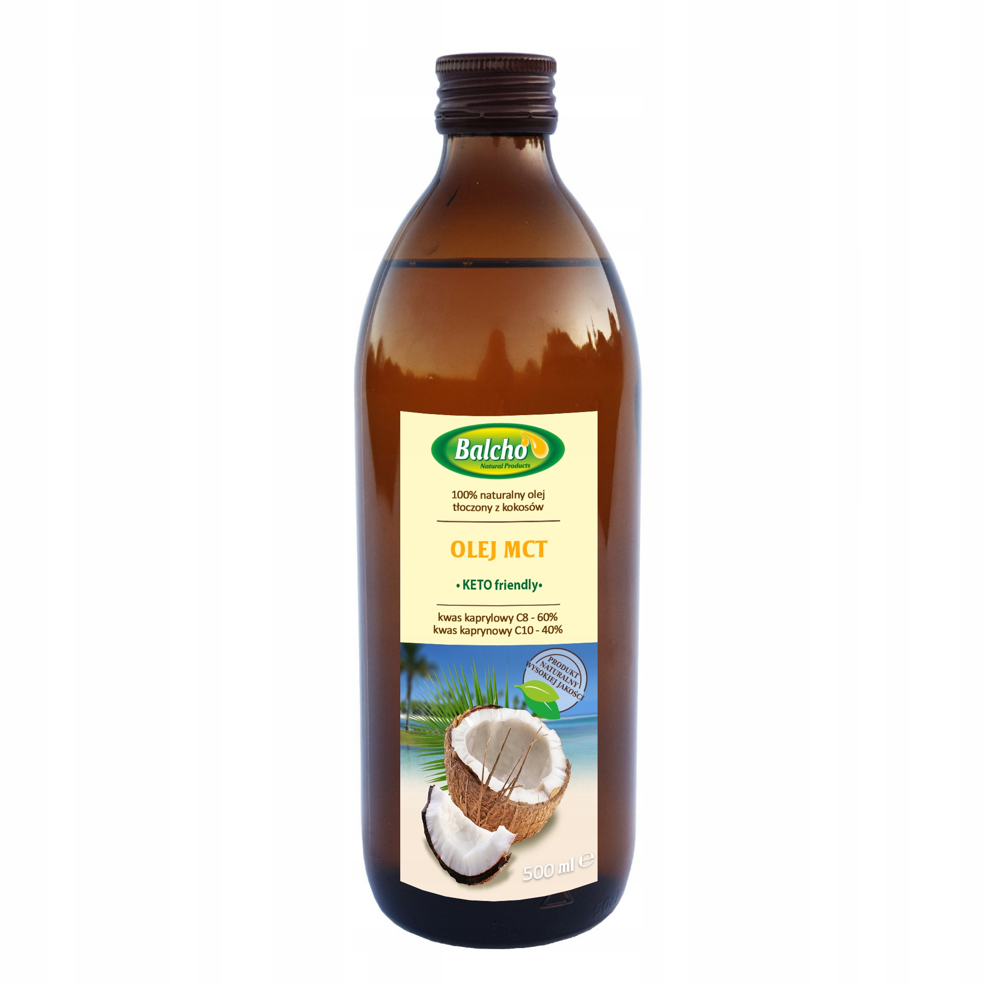 ŚWIEŻY OLEJ MCT BALCHO 500ml z kokosa KETO C8+C10 TŁOCZONY NA ZIMNO ... ŚWIEŻY OLEJ MCT BALCHO 500ml z kokosa KETO C8+C10 TŁOCZONY NA ZIMNO ...