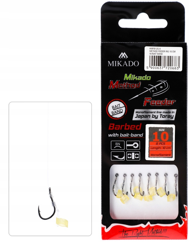 Haczyki gruntowe, z przyponem, z zadziorem Mikado HMFB12G-10 8 szt. - 5900620679226 ...