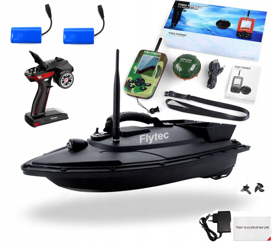 Łódka Zanętowa 2 Akumulatory Zasięg 400-500 m 50 x 27 x 20 cm CZARNA ...